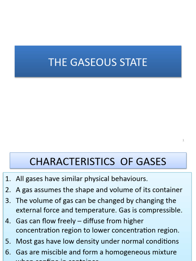 THE GASEOUS STATE Notes 16sept2021 | PDF | Gases | Temperature