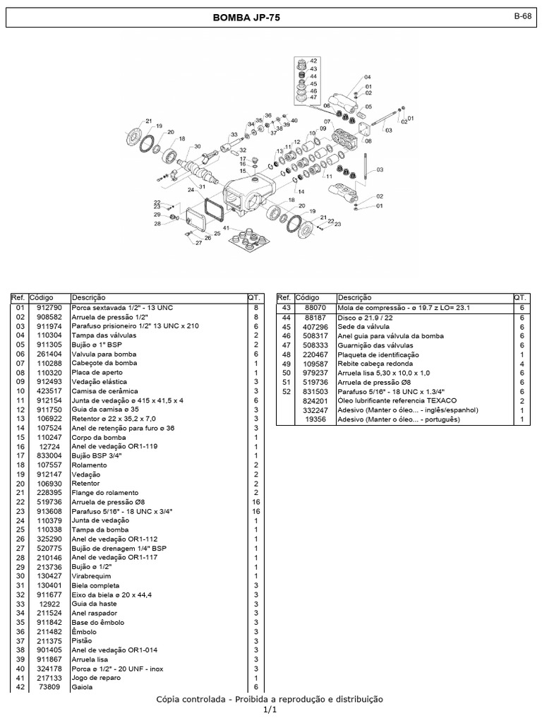 Catálogo de Repuestos Bomba JP-75 | PDF | Pistão | Engenharia Mecânica
