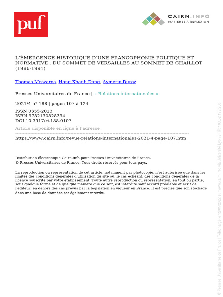 Article | PDF | la Francophonie