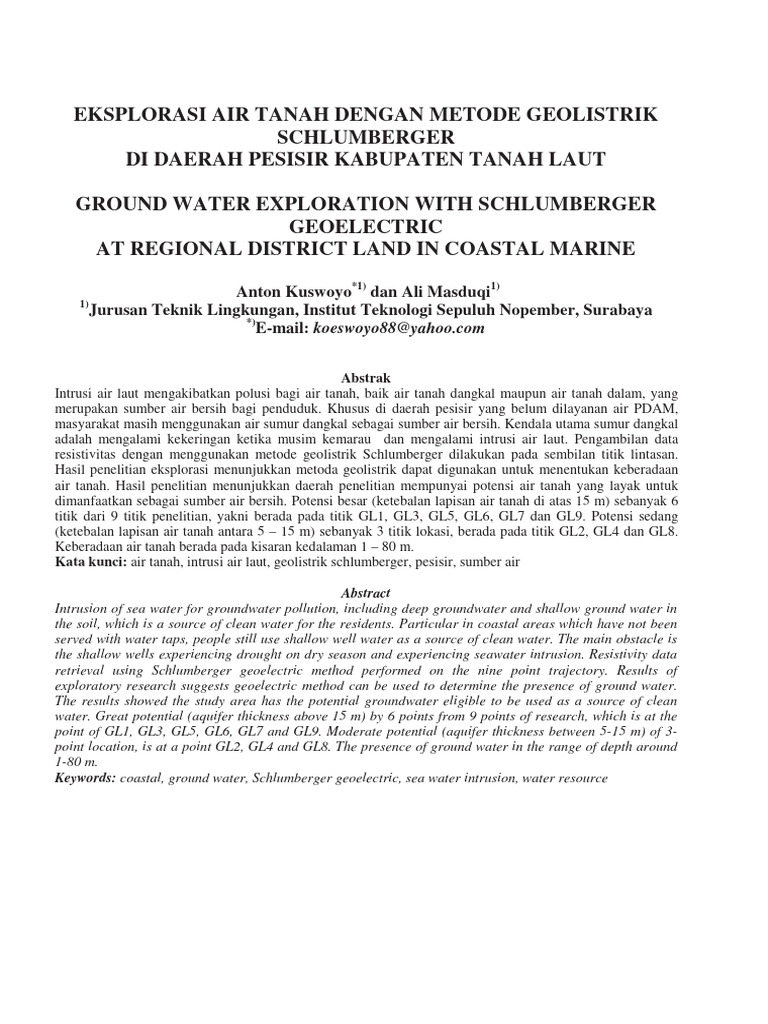 4.eksplorasi Air Tanah Dengan Metode Geolistrik Schlumberger | PDF
