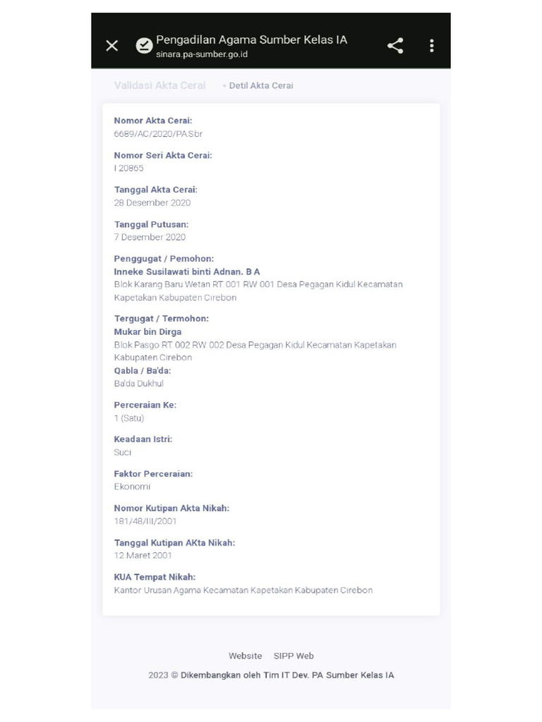 Barcode Akte Cerai | PDF