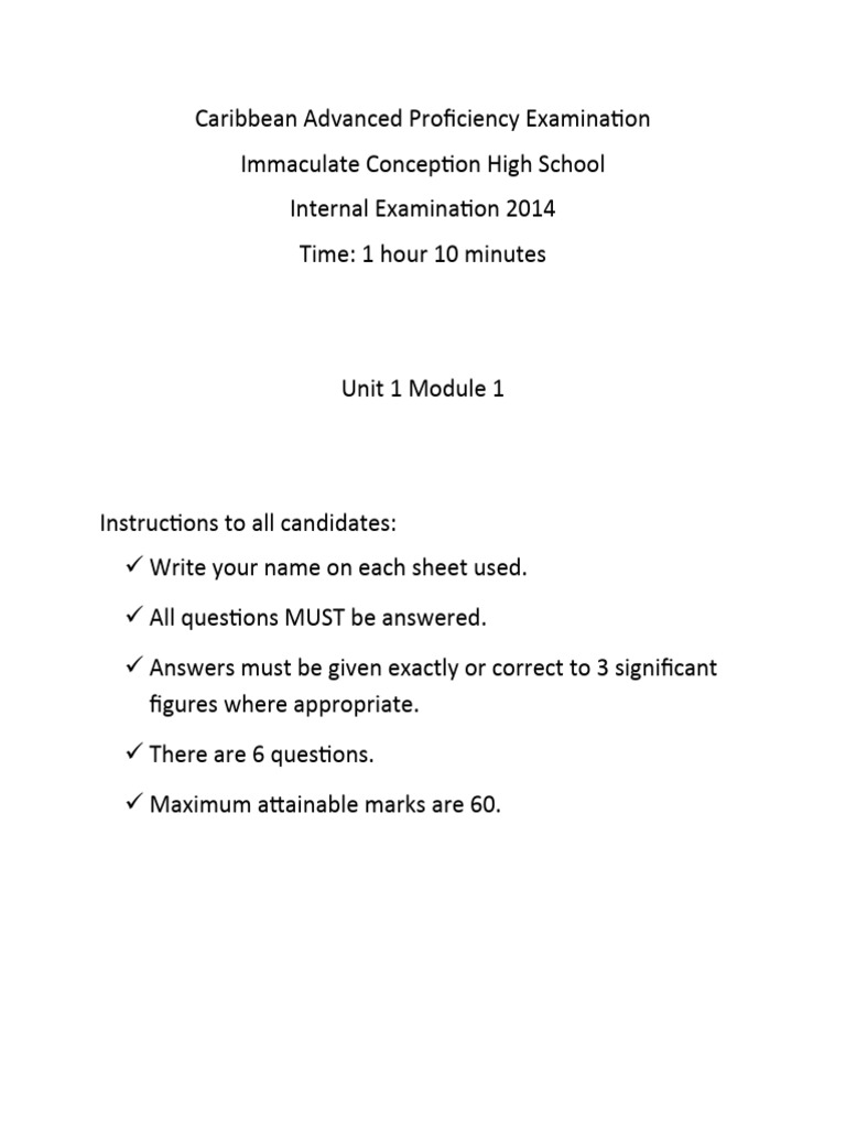 Unit 1 Module 1 Exam 2013 - 2104 | PDF | Equations | Zero Of A Function