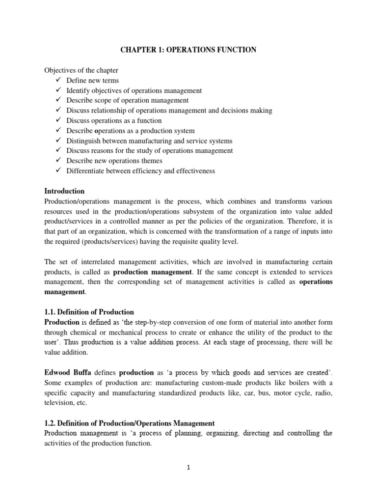 Om Chapter 1 | PDF | Operations Management | Factors Of Production