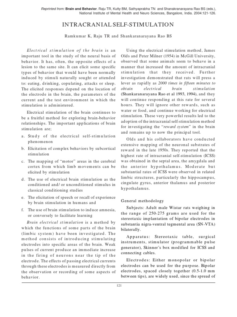 Intracranial Self Stimulation | PDF | Reward System | Hippocampus
