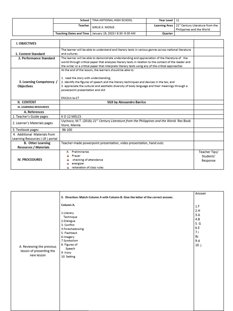 COT 2 Lesson Plan 2023-2024 | PDF | Teachers | Learning