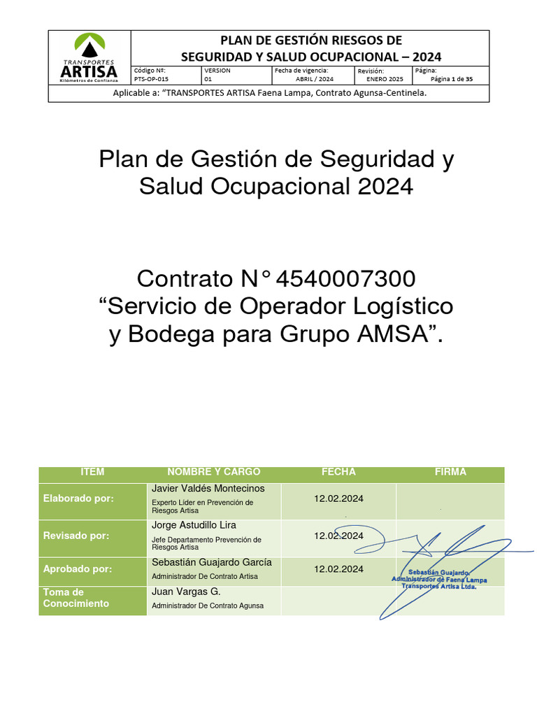 Plan Sso Artisa Agunsa Centinela 2024 | Descargar gratis PDF ...