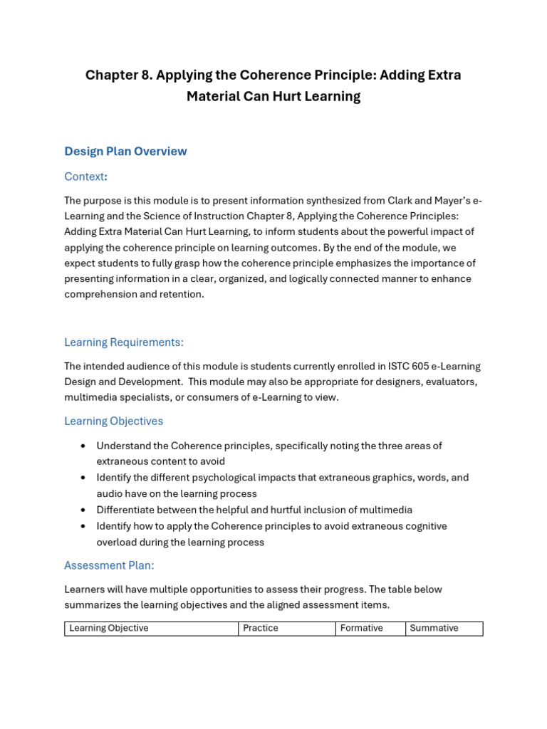 Chapter 8 Design Plan Final Updated - Mae Dickens 1 | PDF | Learning ...
