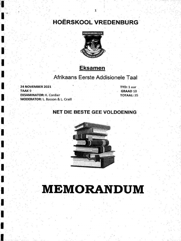 Graad 10 Afr EAT V2 Memo Nov 2021 | PDF Graad 10 Afr EAT V2 Memo Nov 2021 | PDF