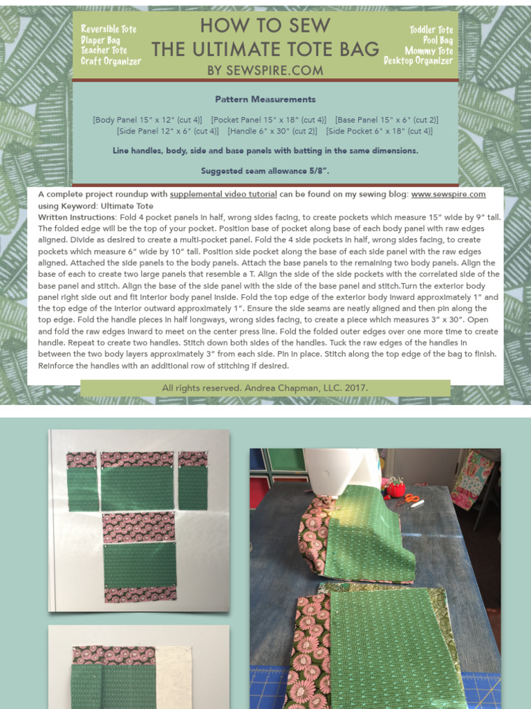 Ultimate Tote Bag Tutorial by Sewspire | PDF | Seam (Sewing) | Sewing