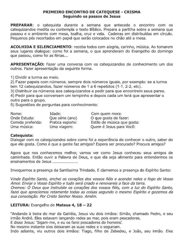 Primeira Aula Crisma | PDF