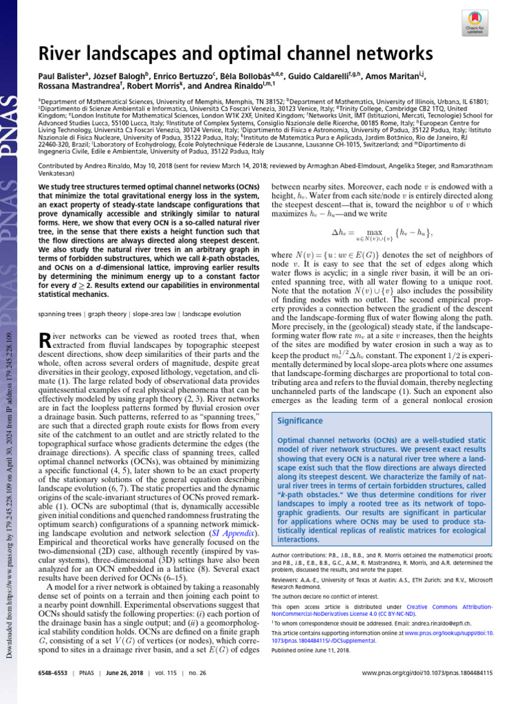 Balister Et Al 2018 River Landscapes and Optimal Channel Networks 1 ...