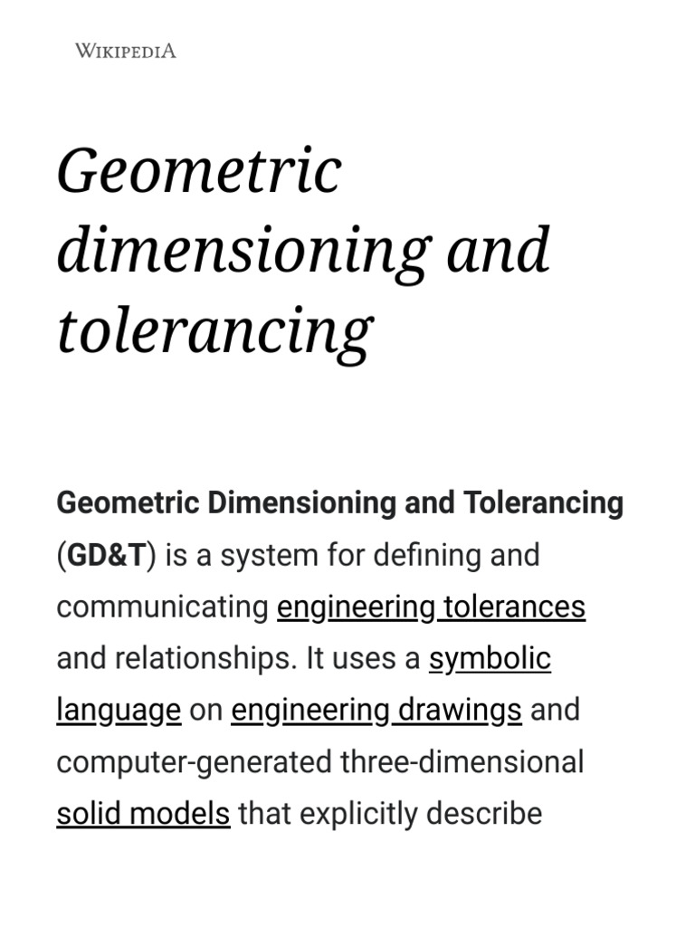 Geometric Dimensioning and Tolerancing - Wikipedia | PDF