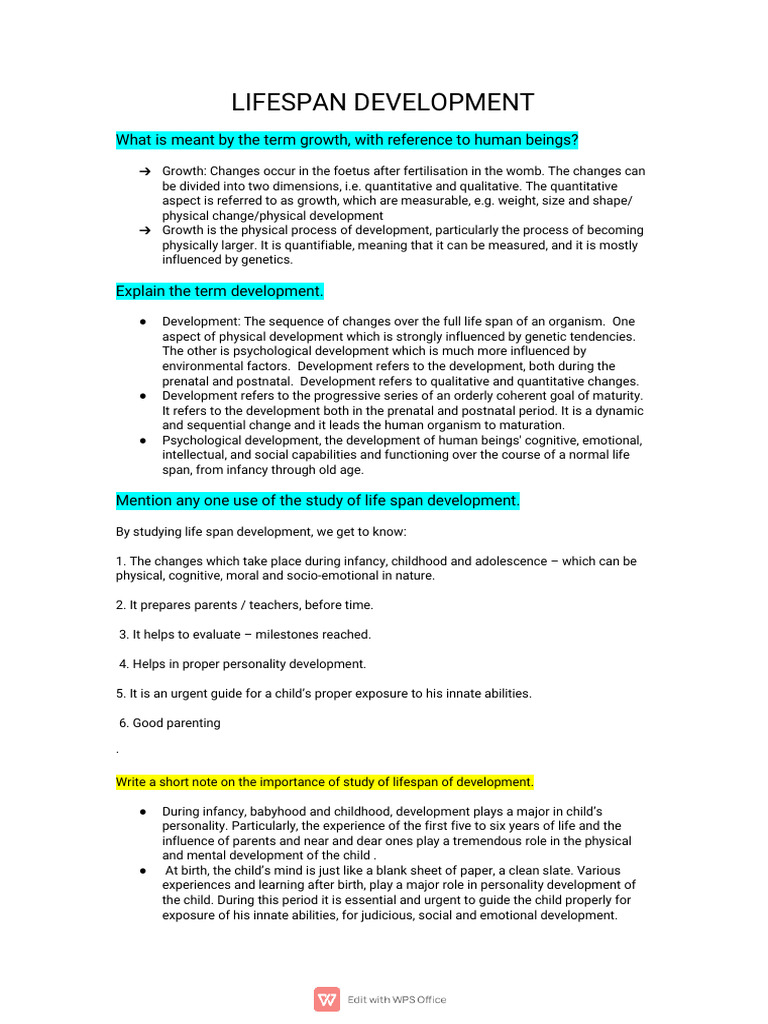 Lifespan Development | PDF