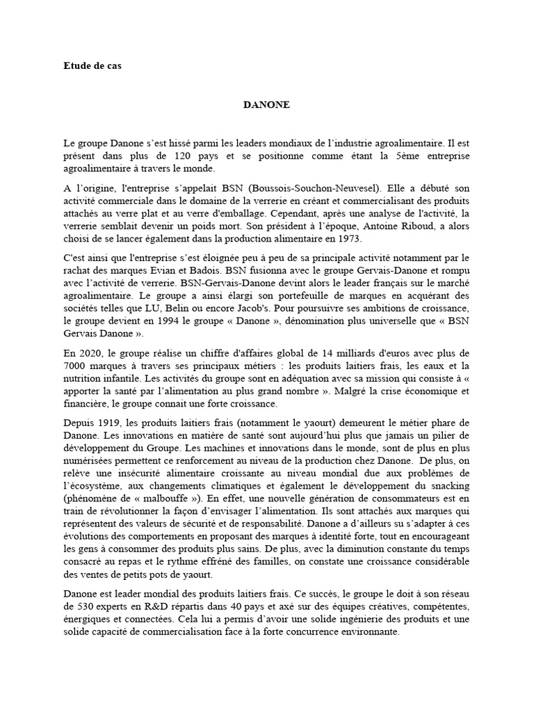 Etude de Cas Danone | PDF