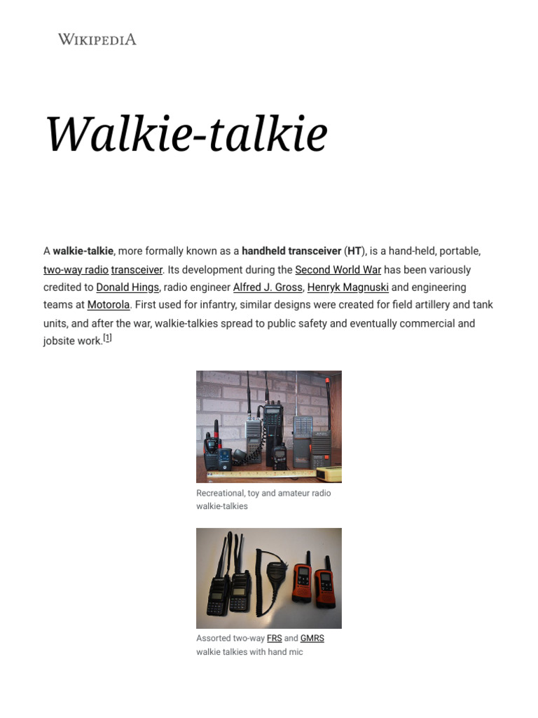 Walkie-Talkie - Wikipedia | PDF | Radio | Information And ...