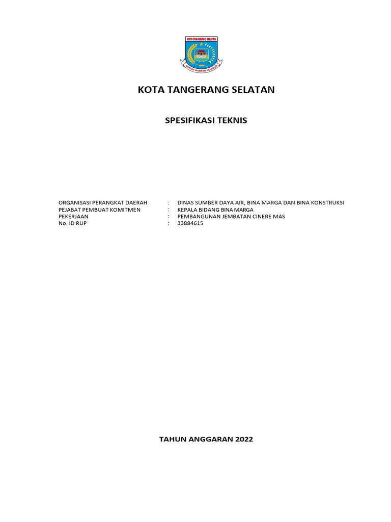 Spesifikasi Teknis Pembangunan Jembatan Cinere Mas | PDF | Teknologi & Rekayasa