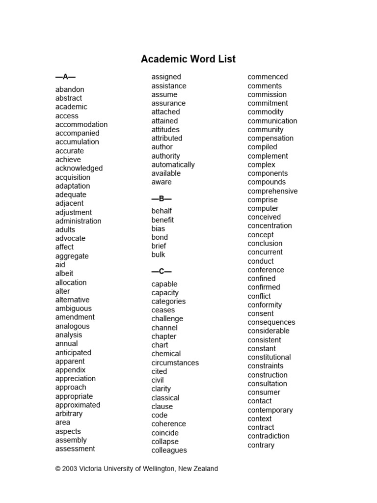 Academicwordlist | PDF