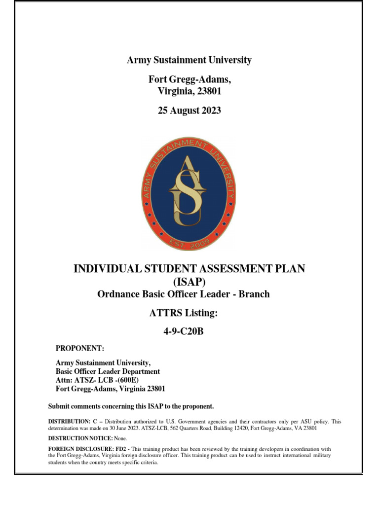 Student Individual Assessment Plan Ordnance | PDF | United States ...