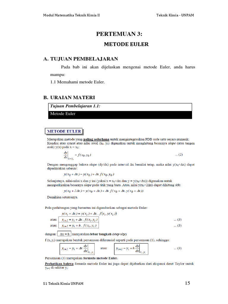 Pertemuan Ke-3 - Metode Euler | PDF