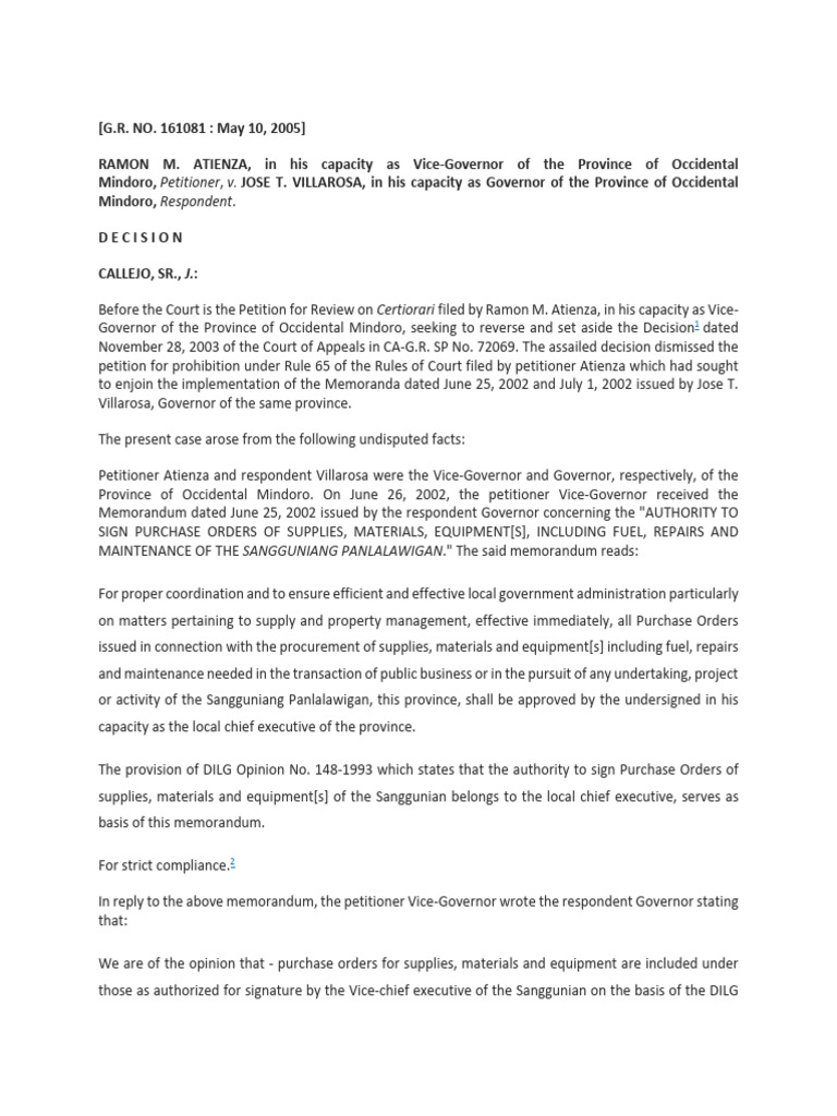 Atienza Vs Villarosa, 458 SCRA 358 | PDF | Employment | Mootness