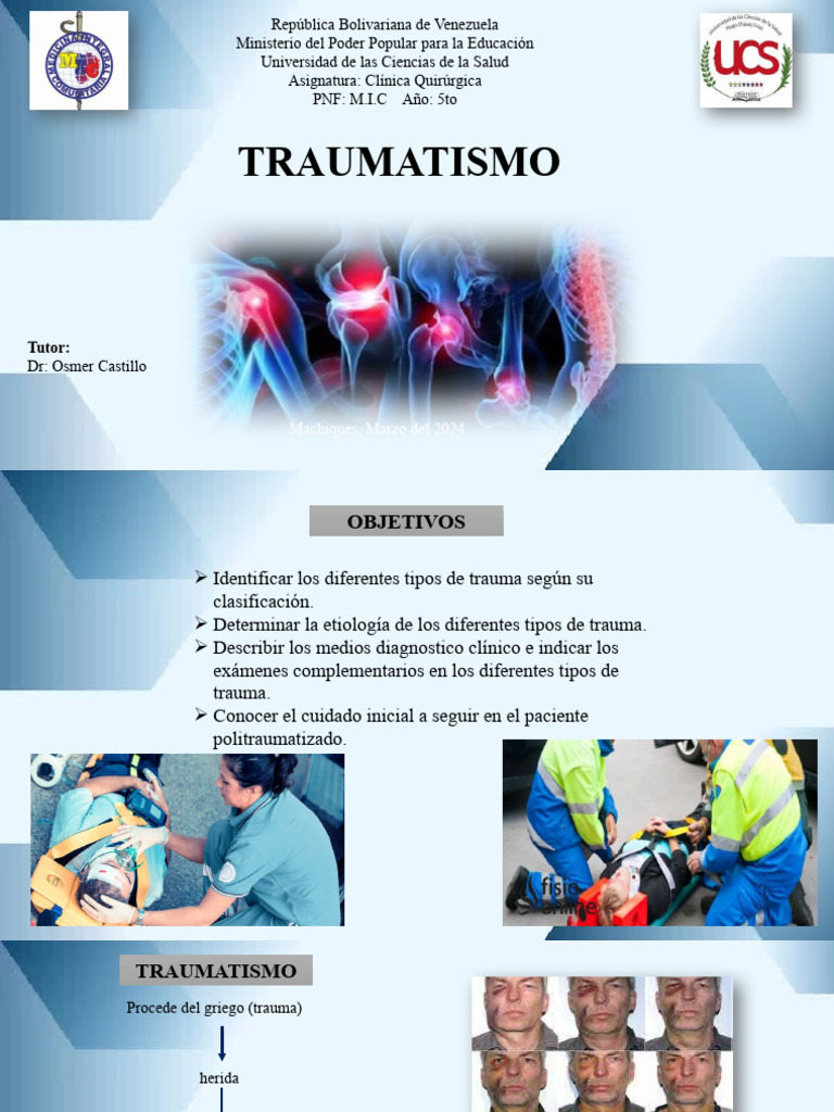 Clasificación y Manejo del Traumatismo | PDF | Especialidades Medicas ...