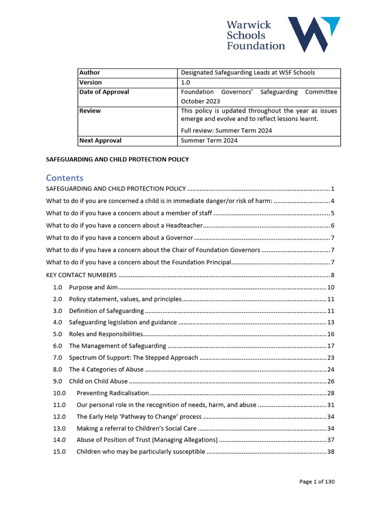 Safeguarding and Child Protection Policy | PDF | Child Protection | Child Neglect