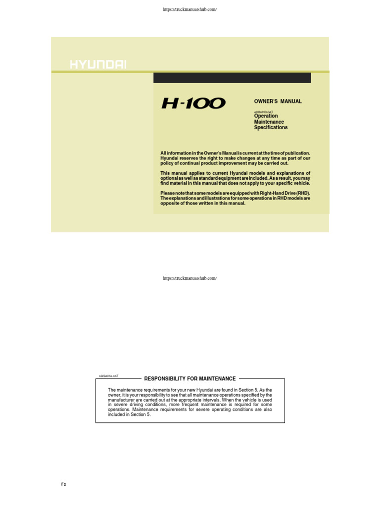 Hyundai H-100 Truck - Owners Manual | PDF | Diesel Fuel | Biodiesel