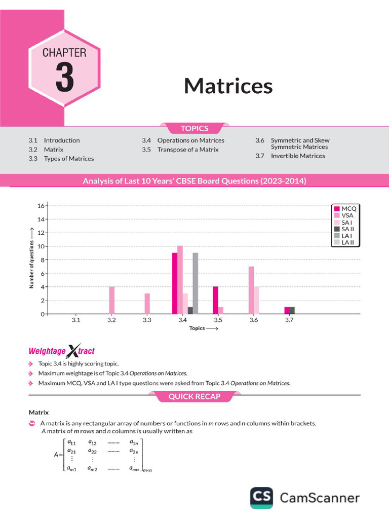 Matrices Question Bank | PDF