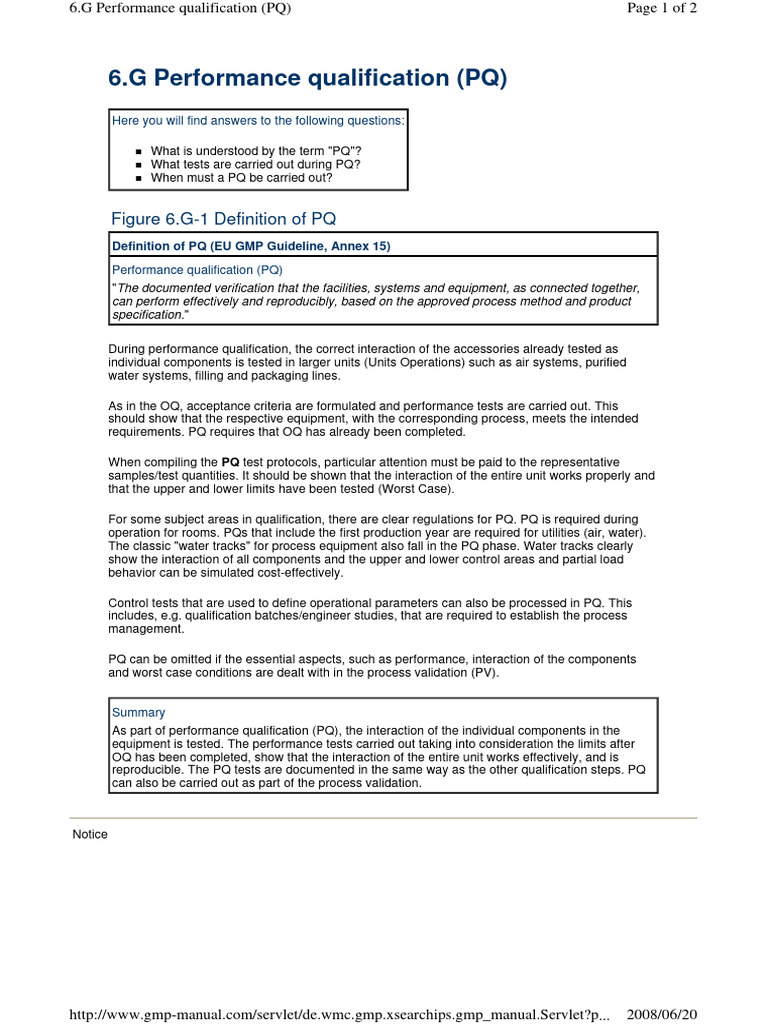 6.G Performance Qualification (PQ) | PDF | Verification And Validation