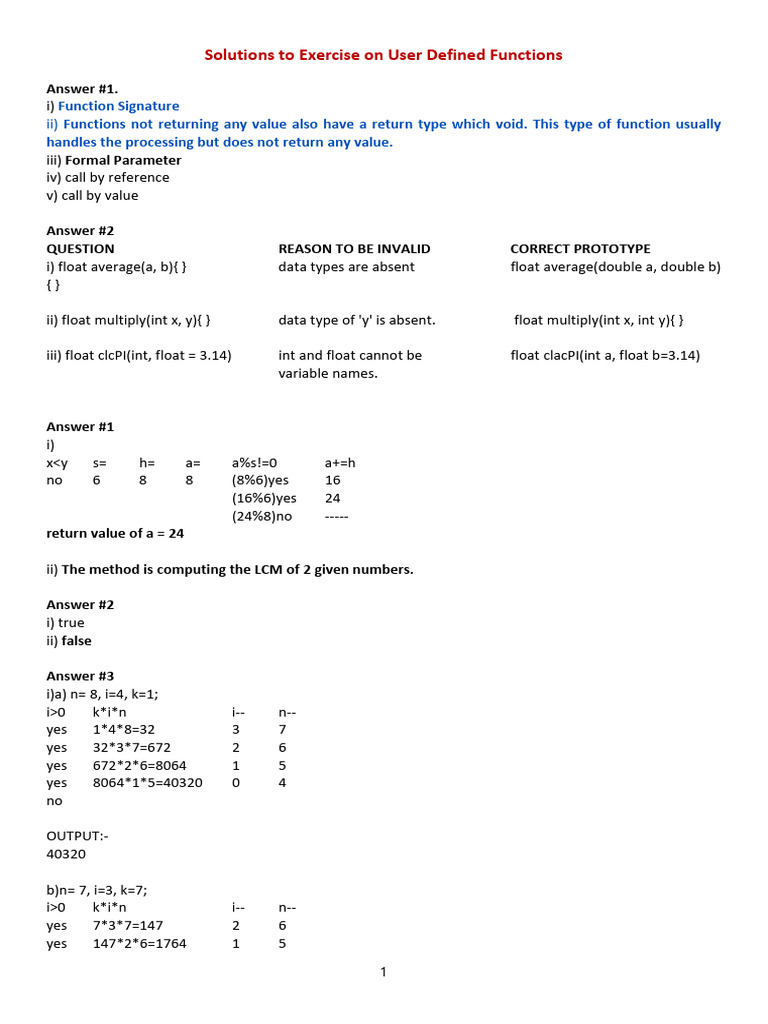 Exercise Solutions of Java Functions | PDF | Computer Science | Computing