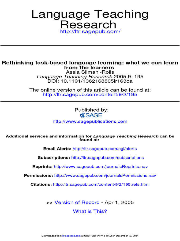 Rethinking Task-Based Language Learning What We Can Learn From The ...