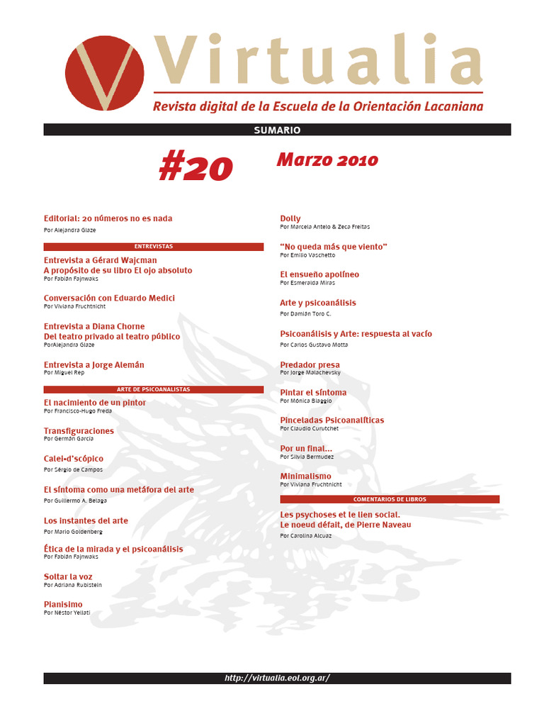 Soltar La Voz. Adriana Rubinstein. Revista Virtualia 20 | PDF | Jacques Lacan | Psicoanálisis