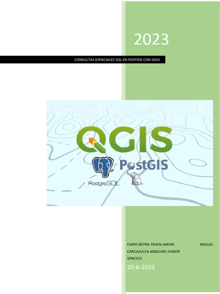 Consultas Espaciales Sql En Postgis Con Qgis Pdf 0882