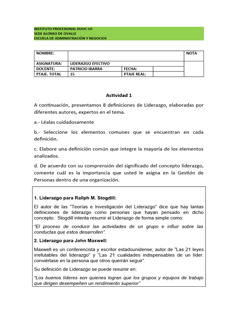 Actividad Evaluada 1 | PDF | Liderazgo | Inteligencia