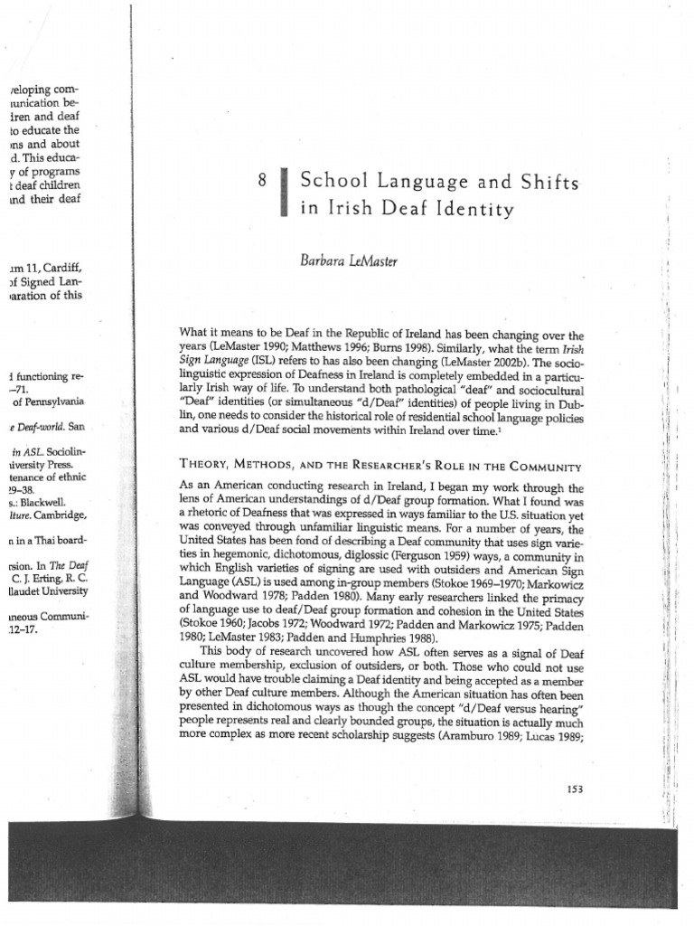 School Language and Shifts in Irish Deaf Identity | PDF