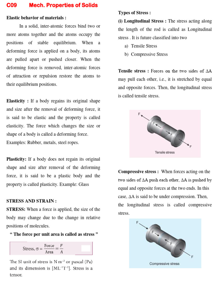 C9 Solids | PDF | Elasticity (Physics) | Deformation (Engineering)