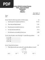 Half Yearly - Class III (Maths) | PDF