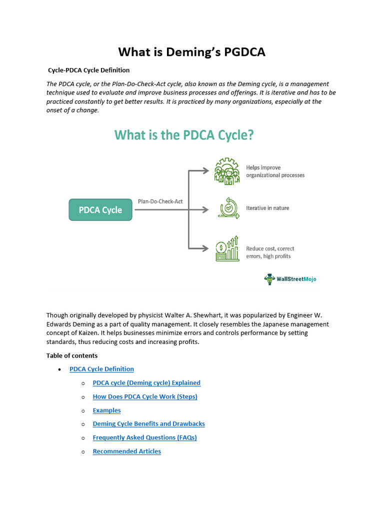 What Is Demings PGDCA Cycle | PDF | Business | Business Economics
