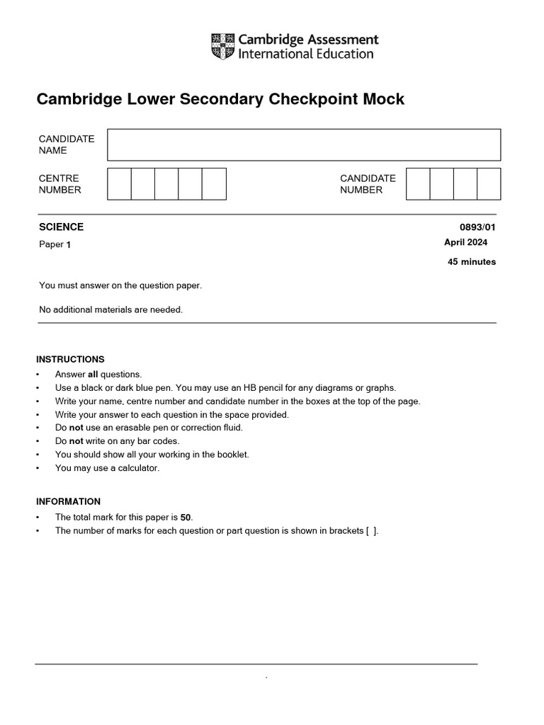 Science MOCK, Year 9 P1, 2024... | PDF | Atoms | Chemical Elements