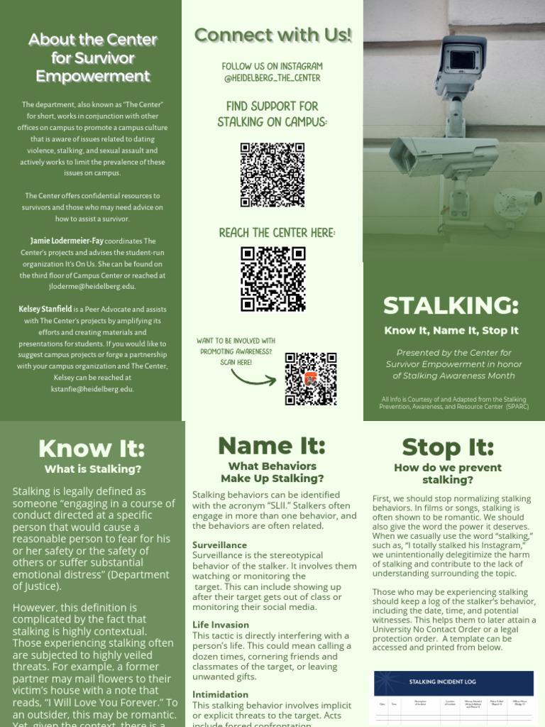 Stalking Awareness Brochure | PDF | Stalking | Misconduct