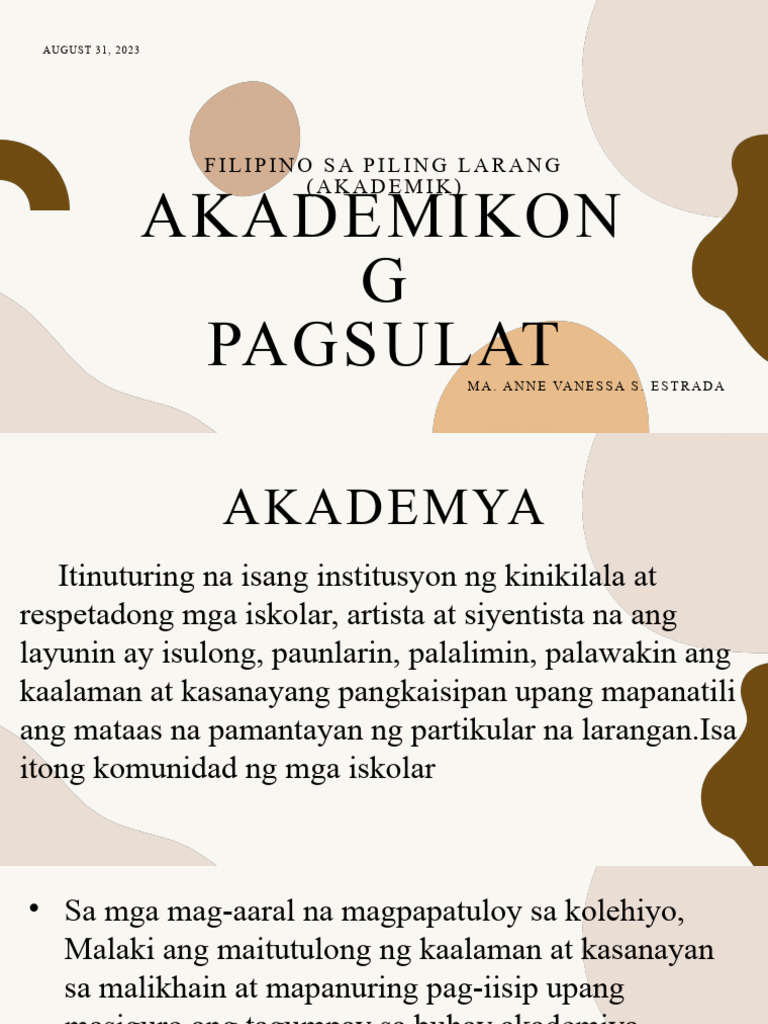 Akademikong Pagsulat | PDF