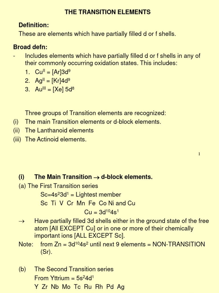 CH 219 - 15 B - Transitional Elements | PDF | Lanthanide | Electron ...