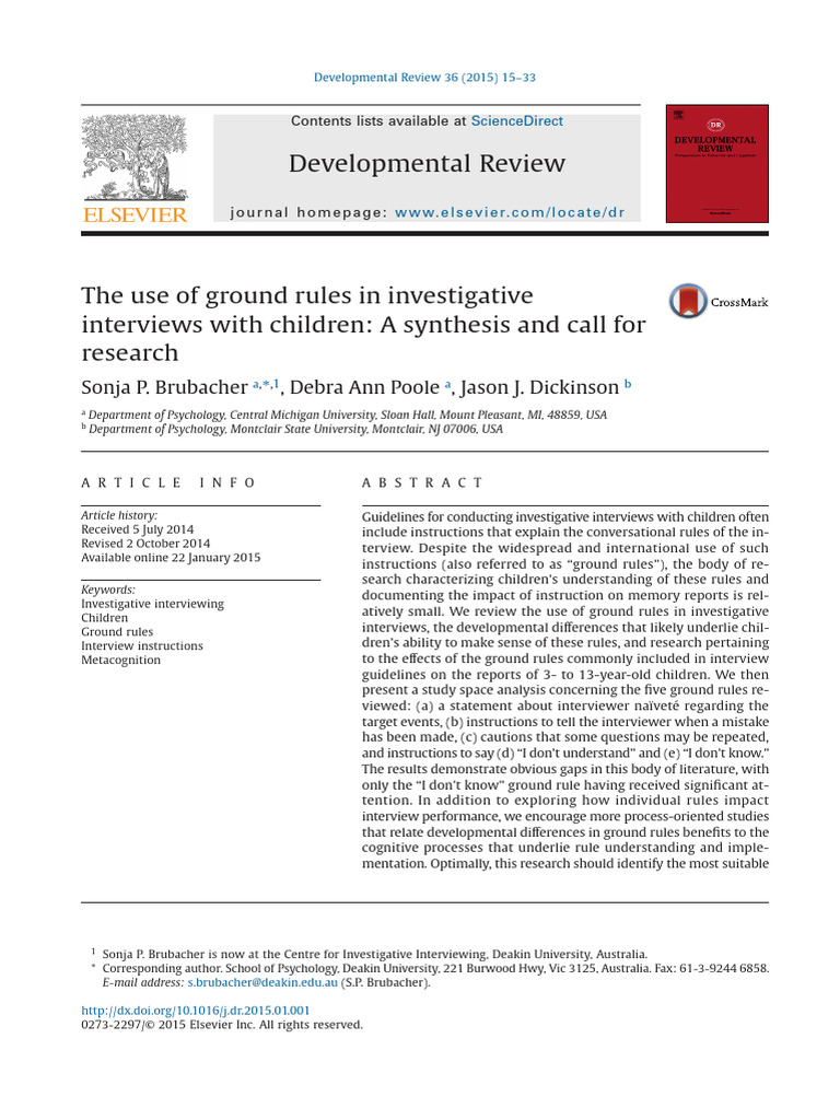 The Use of Ground Rules in Investigative Interviews With Children: A ...
