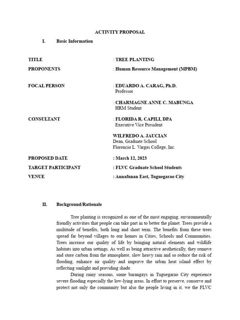 Activity Proposal - Tree Planting | PDF | Trees | Flood