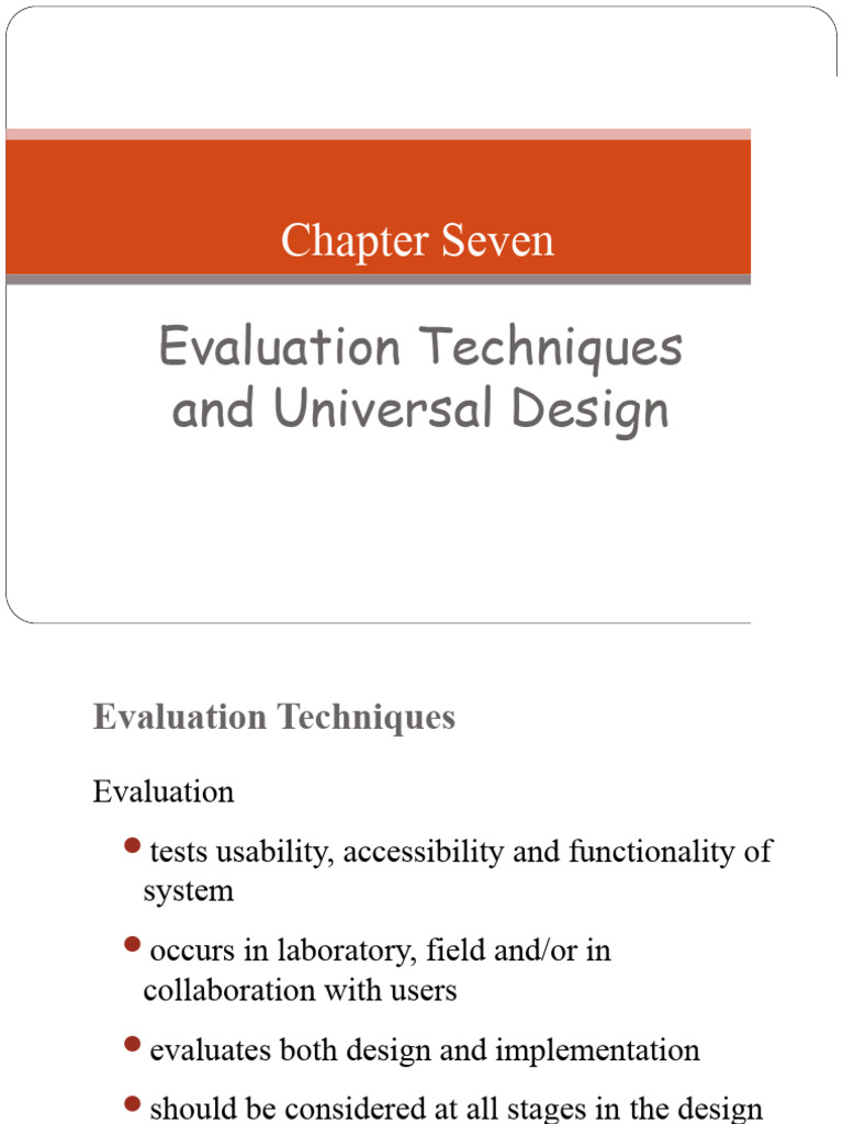 Chapter 7-Evaluation Techniques and Universal Design | PDF | Usability | Human–Computer Interaction