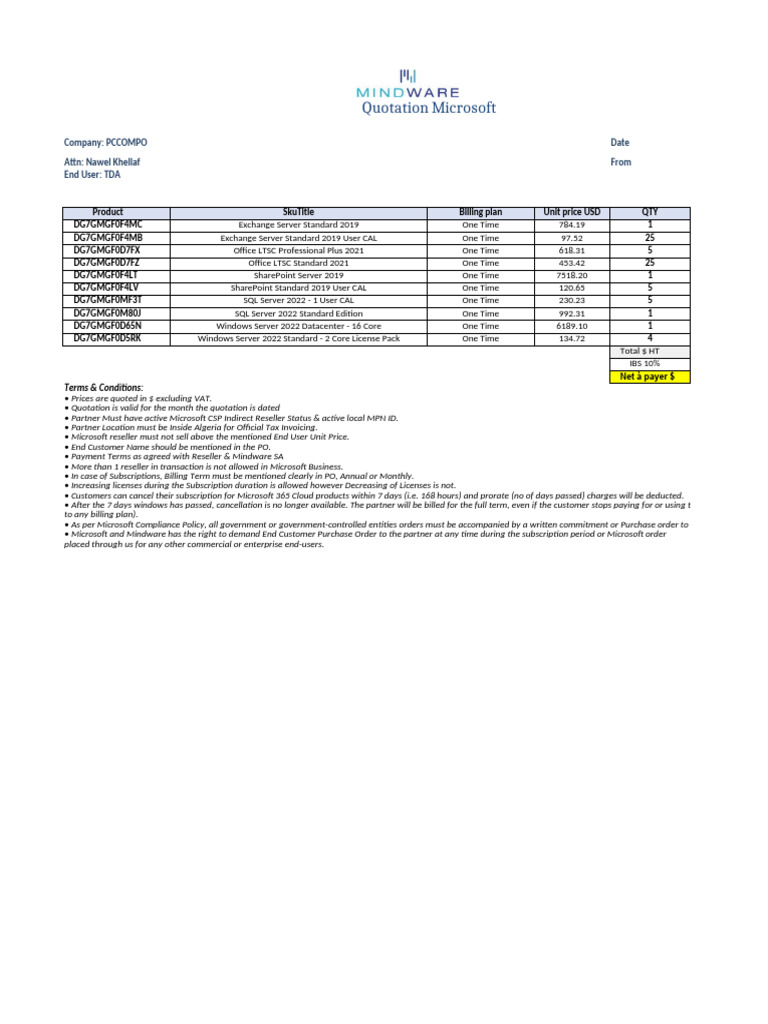 Quote Microsoft PCCOMPO - TDA | PDF | Microsoft Exchange Server | Share ...