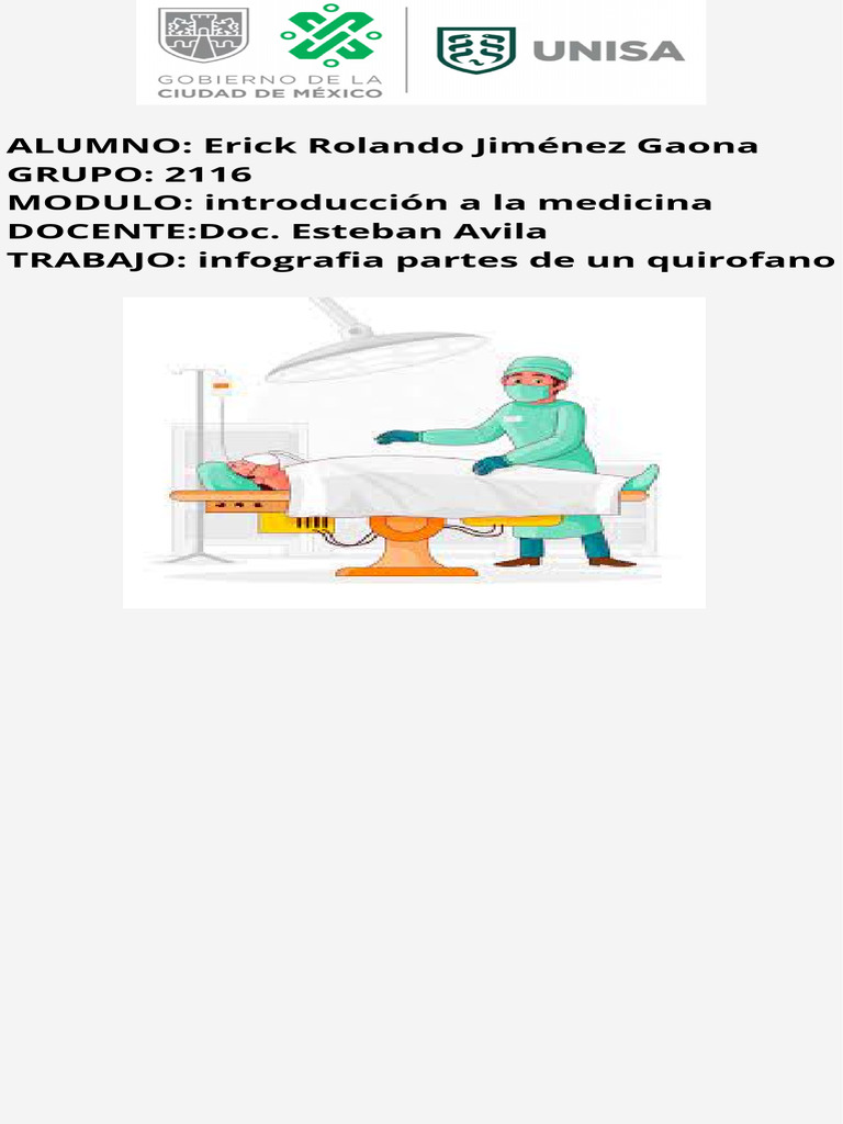 Infografía de Partes del Quirófano | PDF | Cirugía | Anestesia