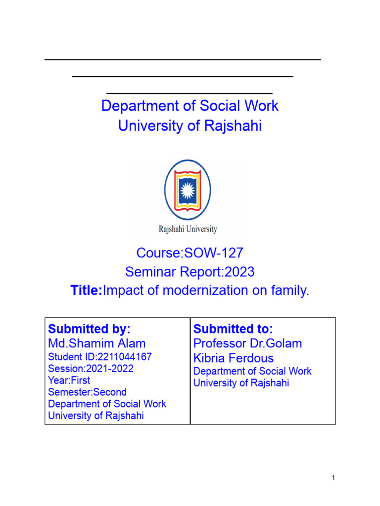 Seminar Report 2023 by Shamim | PDF | Family | Family Planning