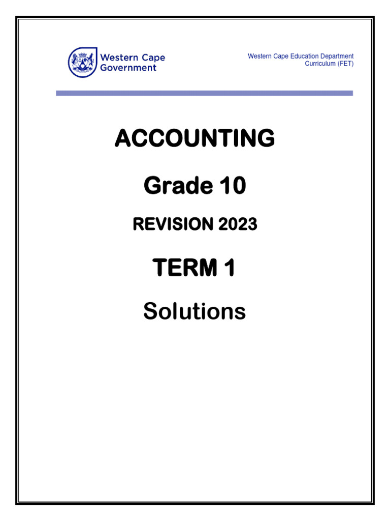 Accounting Grade 10 Revision Memo Term 1 - 2023 | PDF | Debits And ...