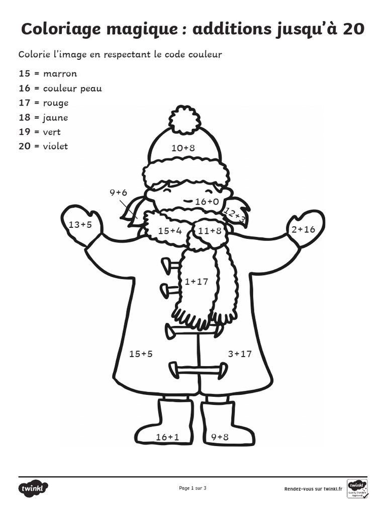 Coloriage magique : additions jusqu'à 20 | PDF